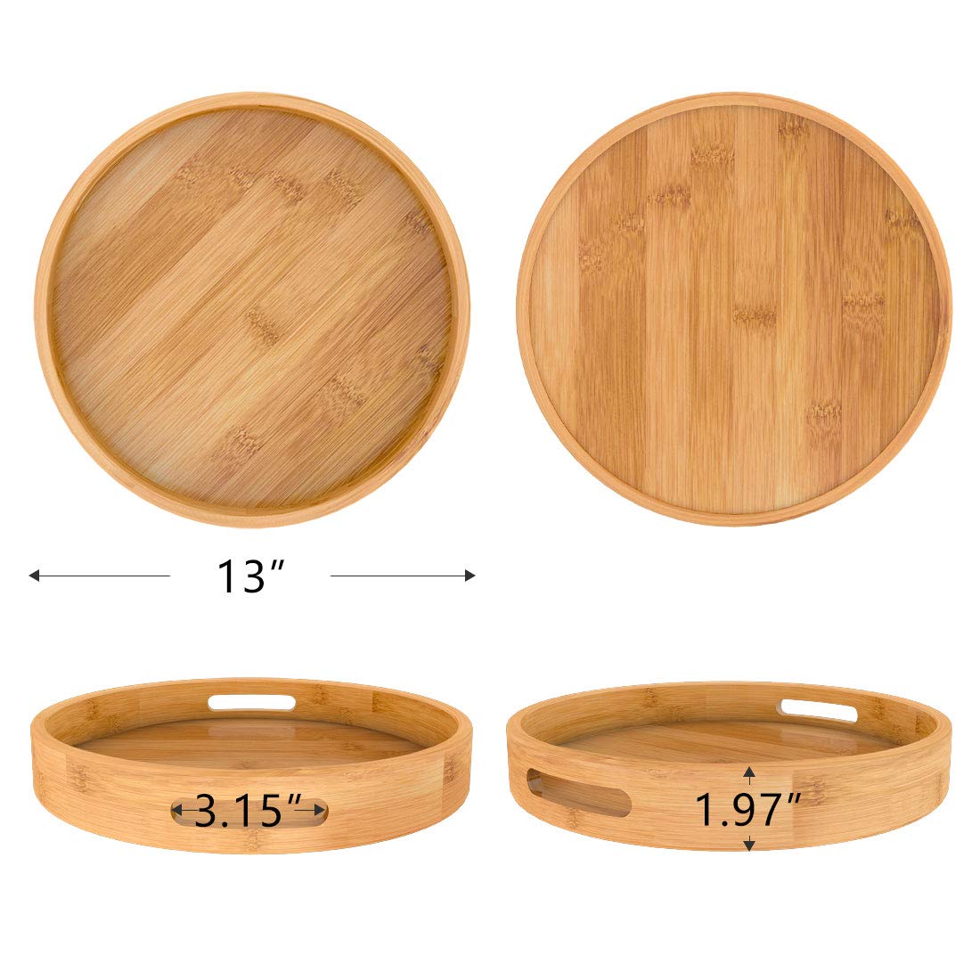 Round Bamboo Serving Tray with Handles – Zribamboo